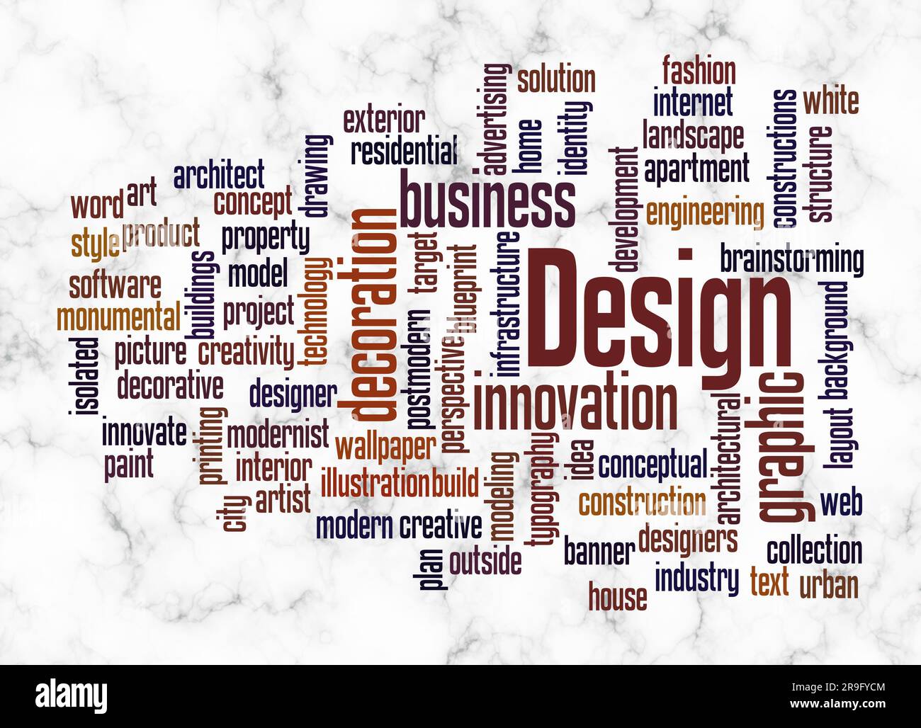 Word Cloud with DESIGN concept create with text only Stock Photo - Alamy