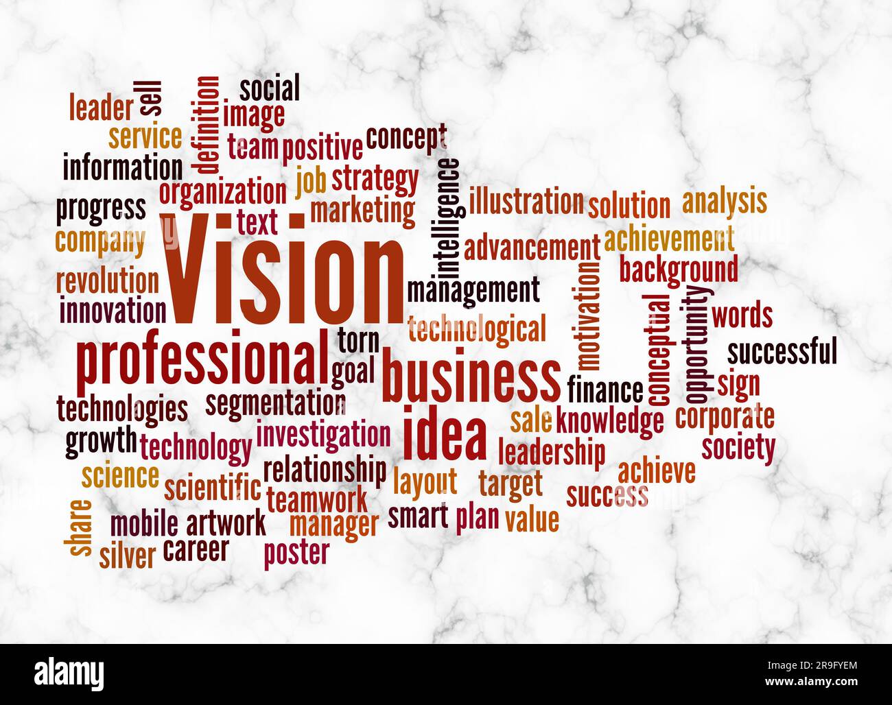 Word Cloud with VISION concept create with text only Stock Photo - Alamy