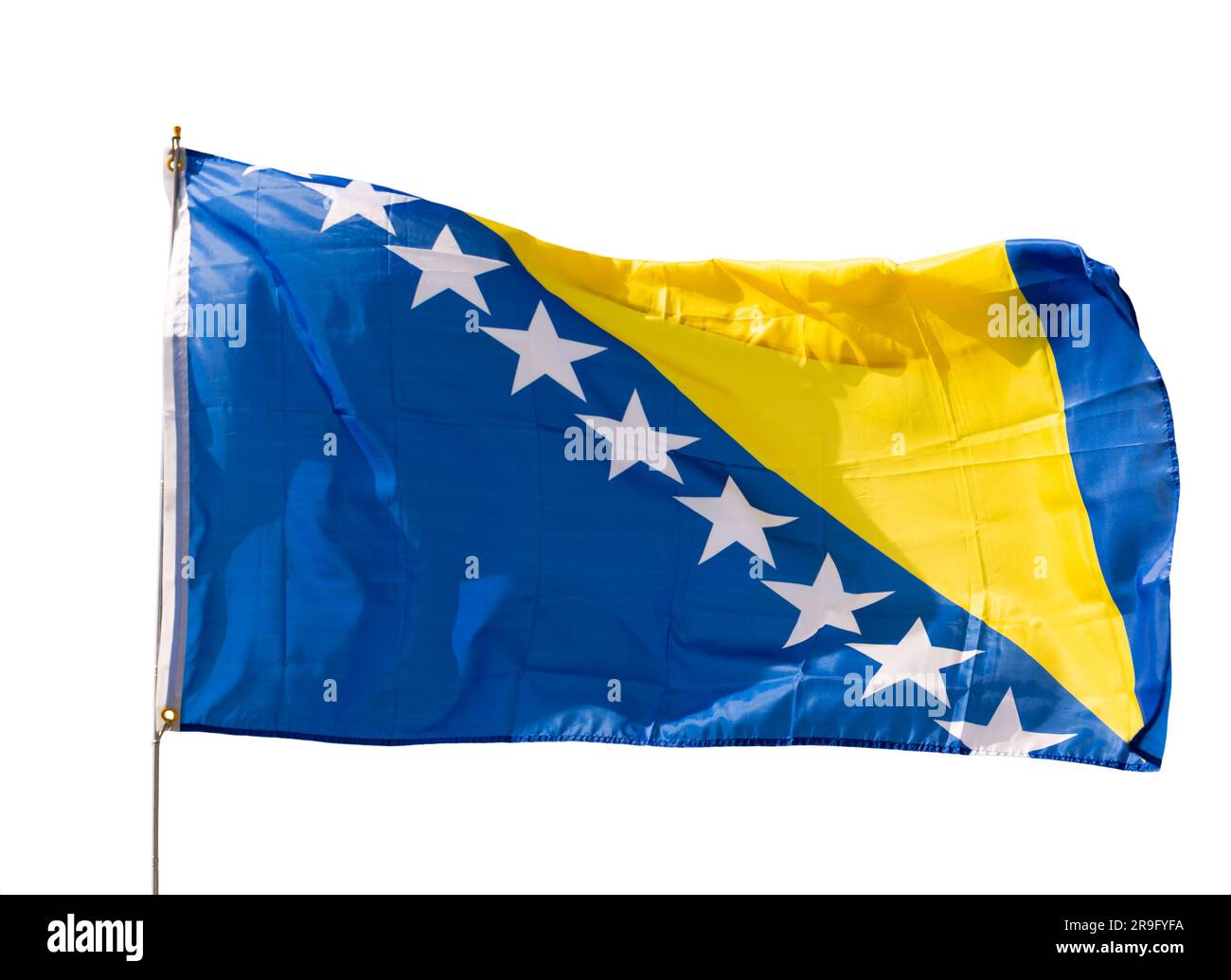 Flag of Bosnia and Herzegovina flying Stock Photo - Alamy Flag of Bosnia and Herzegovina flying Stock Photo - Alamy