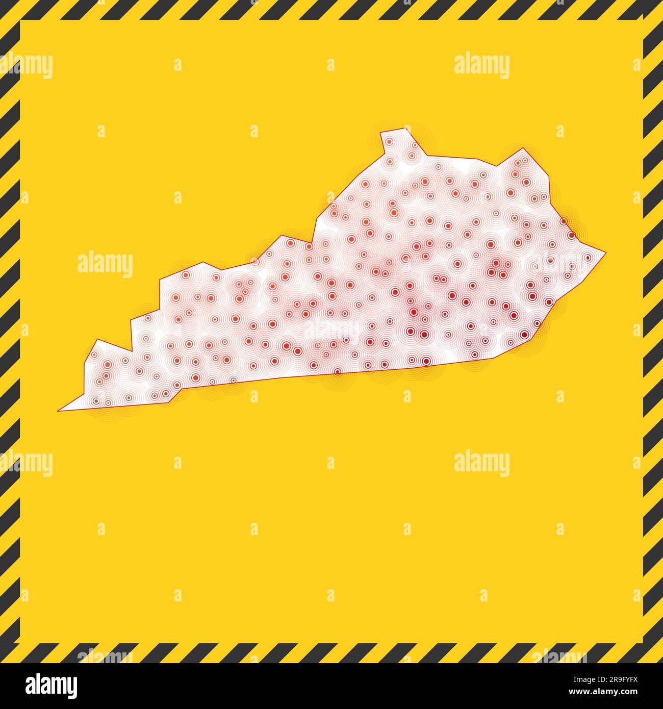 Kentucky closed - virus danger sign. Lockdown US state icon. Black ...