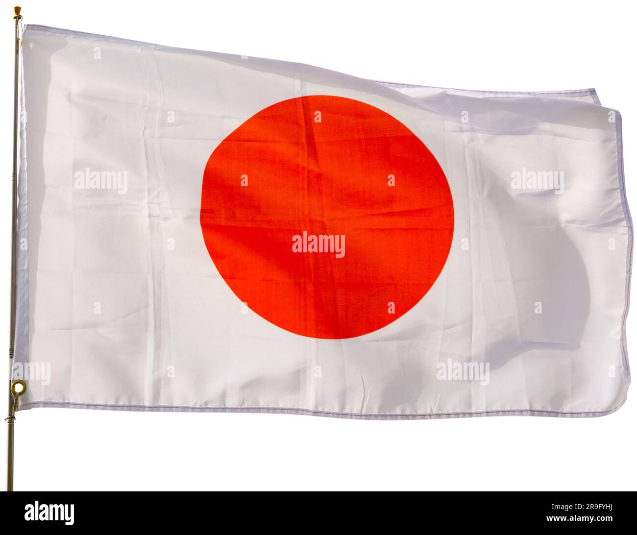 Flag of Japan flying on white Stock Photo - Alamy