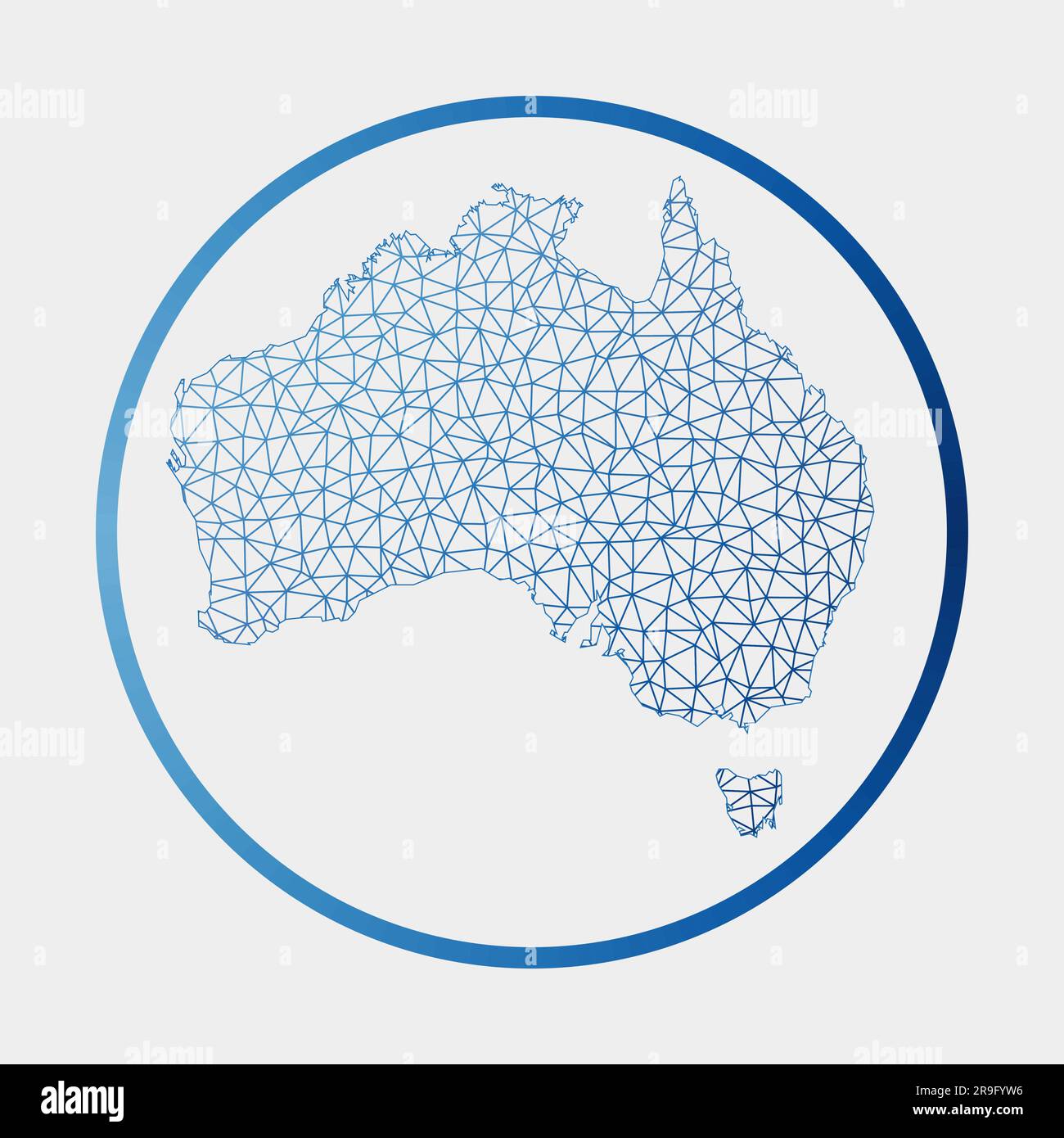 Australia icon. Network map of the country. Round Australia sign with ...