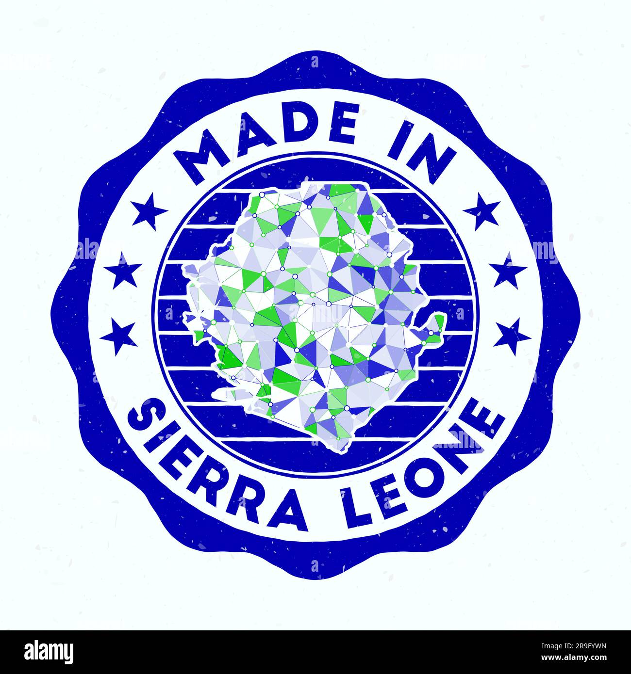Made in Sierra Leone. Country round stamp. Seal of Sierra Leone with ...