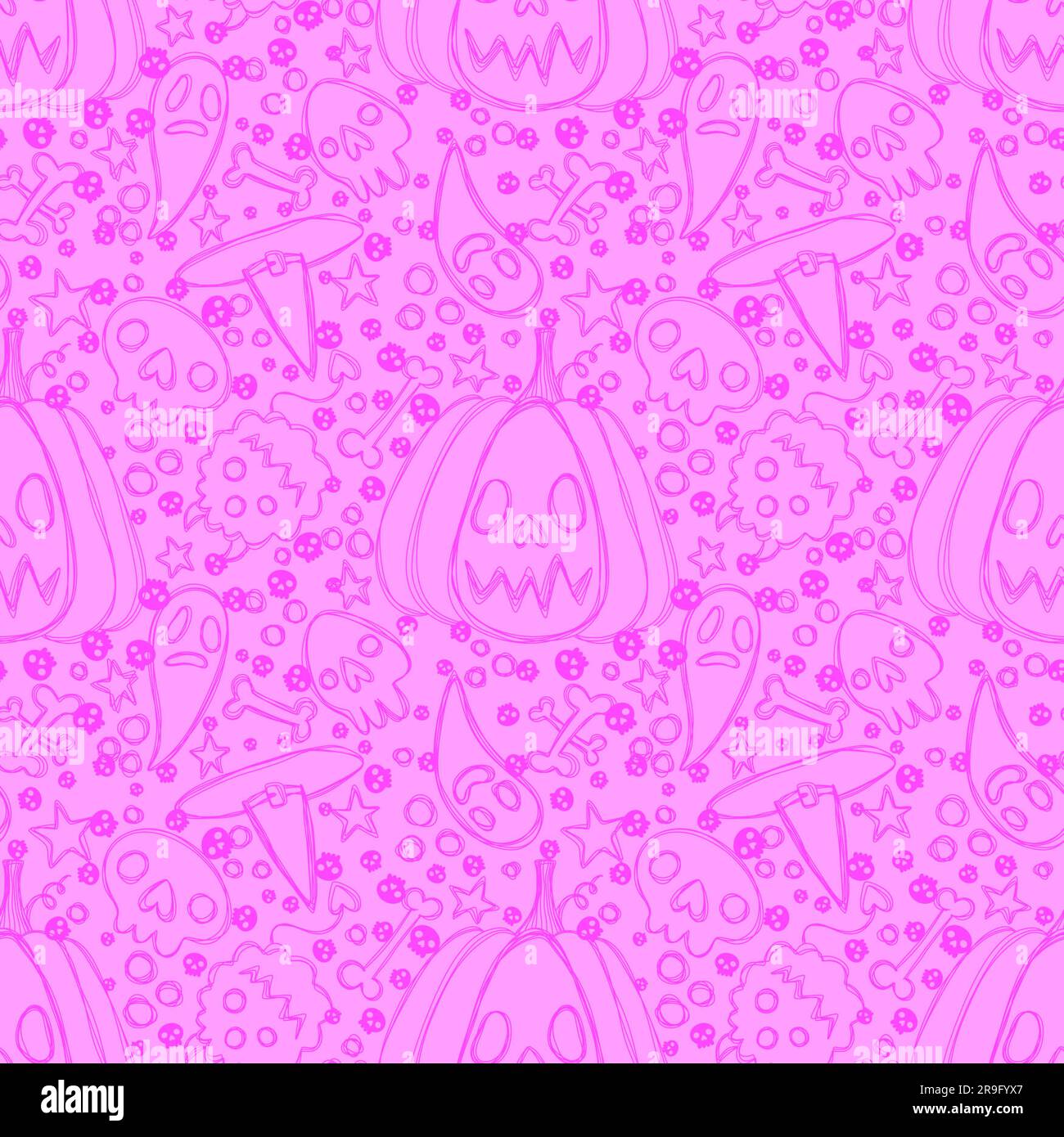 Halloween cartoon seamless pumpkins and witch hat and ghost pattern for ...