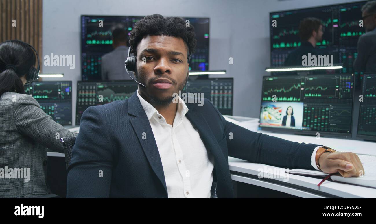 Portrait african american investor monitoring hi-res stock photography ...