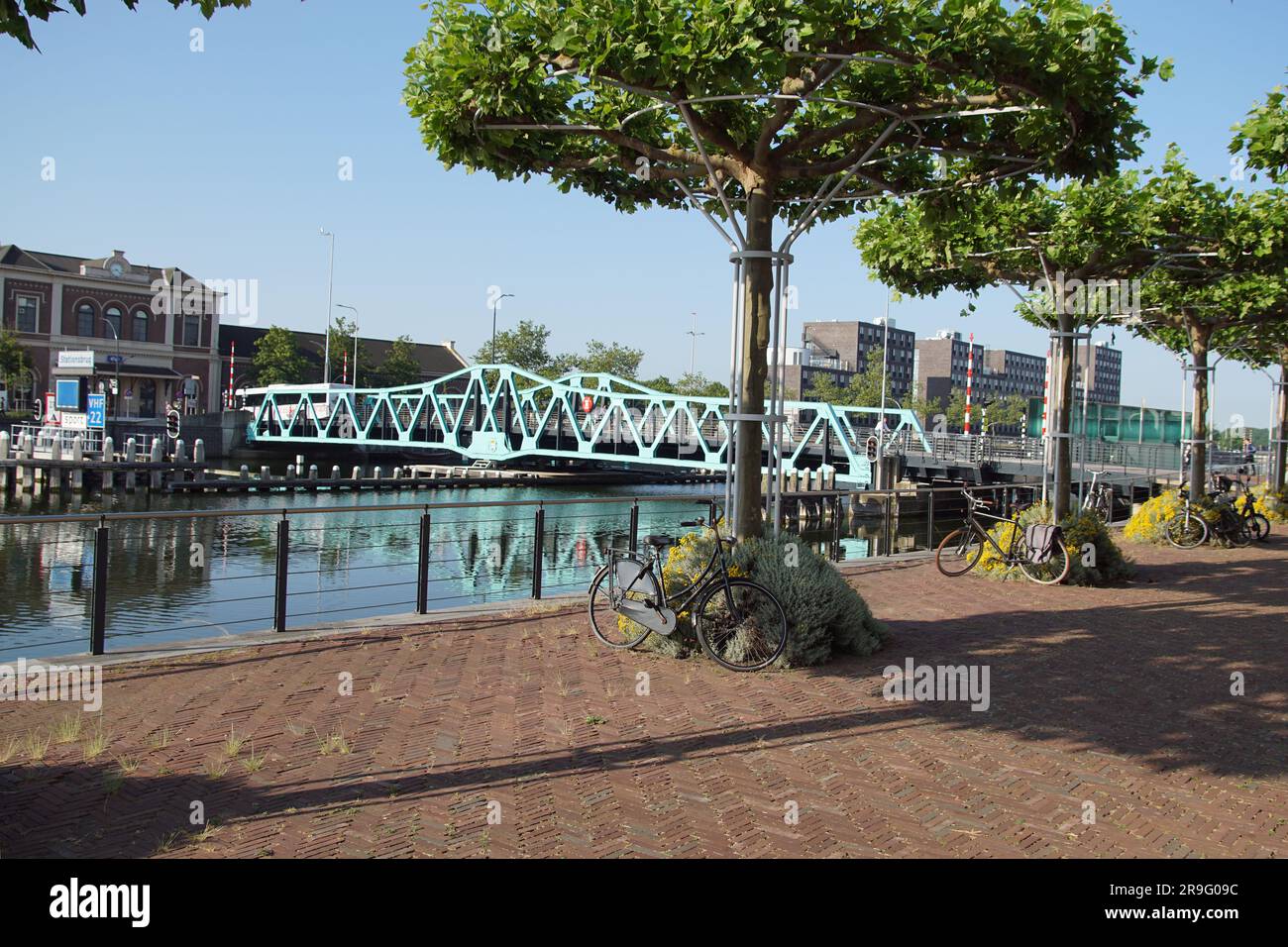 Monumental 70 year old Stationsbrug (Station Bridge). A steel swing ...