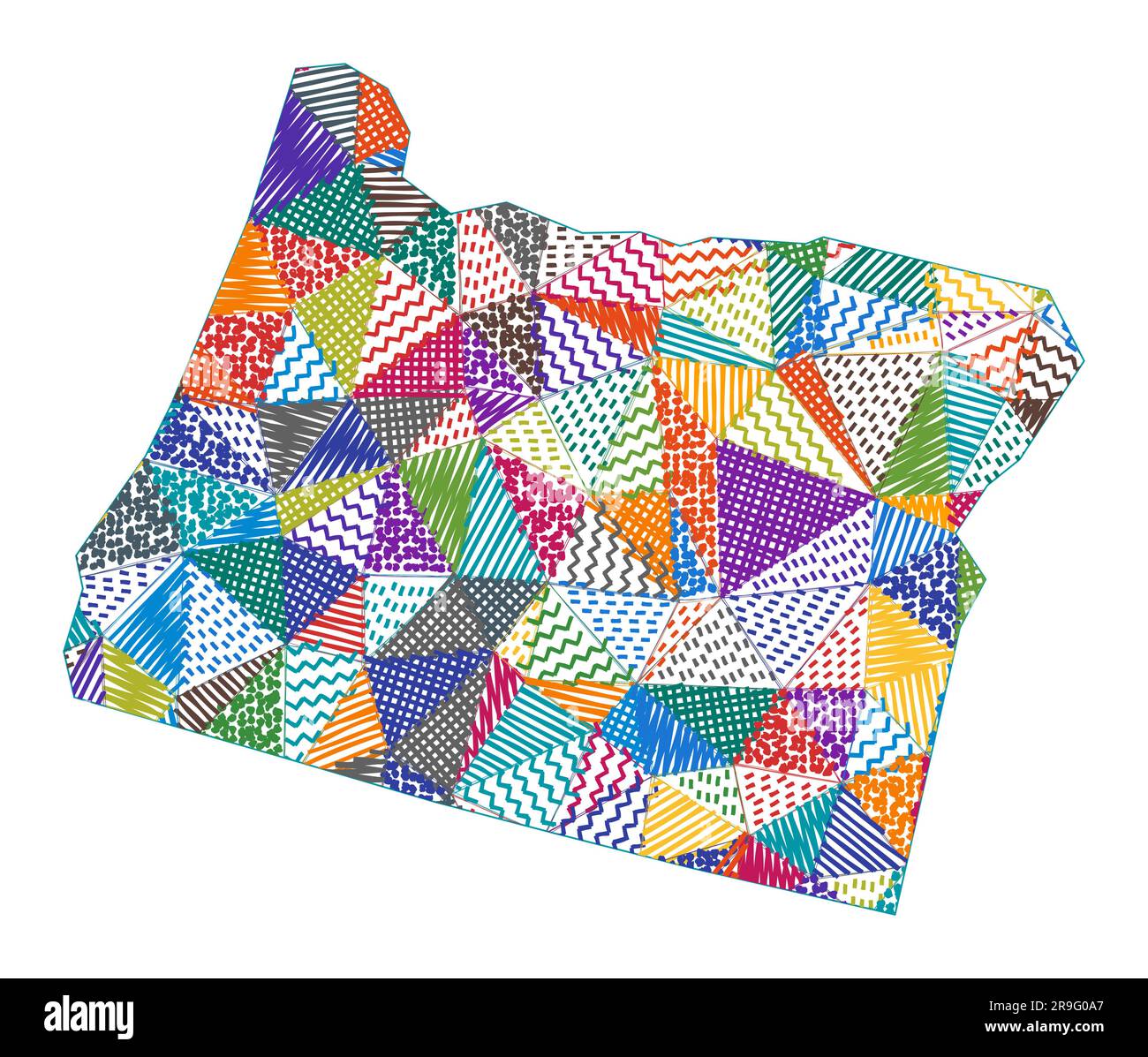 Kid style map of Oregon. Hand drawn polygons in the shape of Oregon ...