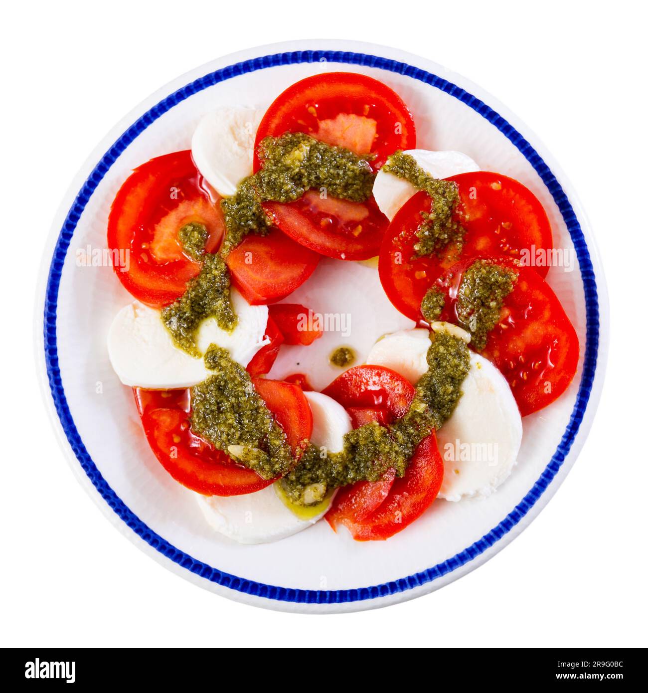 Caprese salad with tomato, mozzarella and balsamic dressing Stock Photo ...