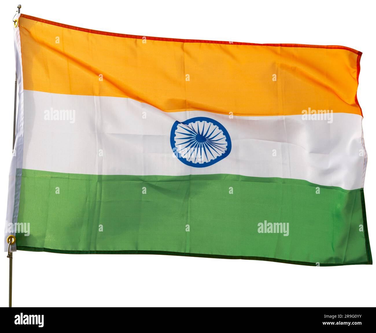 Tricolour Indian flag flutters on flagpole Stock Photo - Alamy