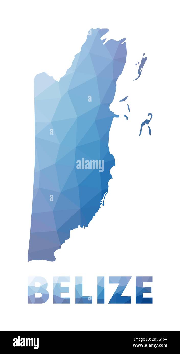 Low poly map of Belize. Geometric illustration of the country. Belize ...