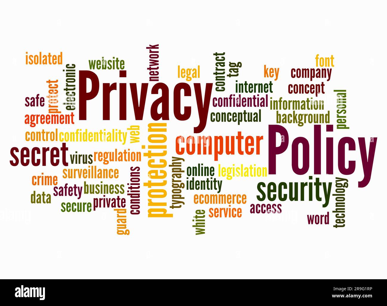 Word Cloud with PRIVACY POLICY concept create with text only Stock ...