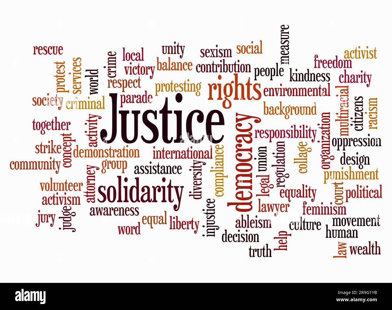 Word Cloud with JUSTICE concept create with text only Stock Photo - Alamy