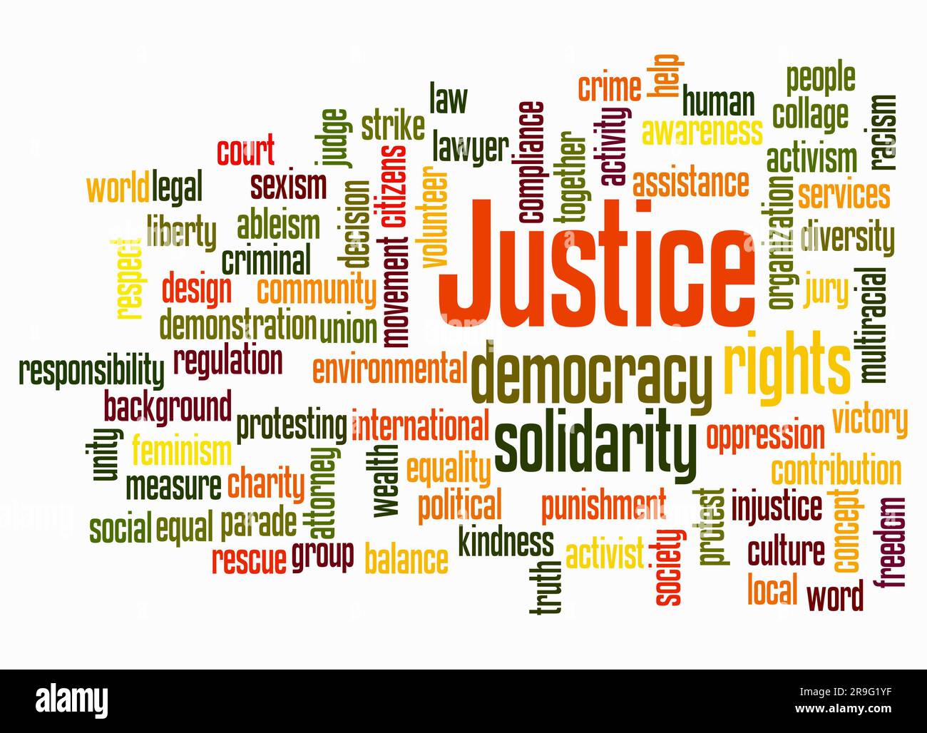 Word Cloud with JUSTICE concept create with text only Stock Photo - Alamy