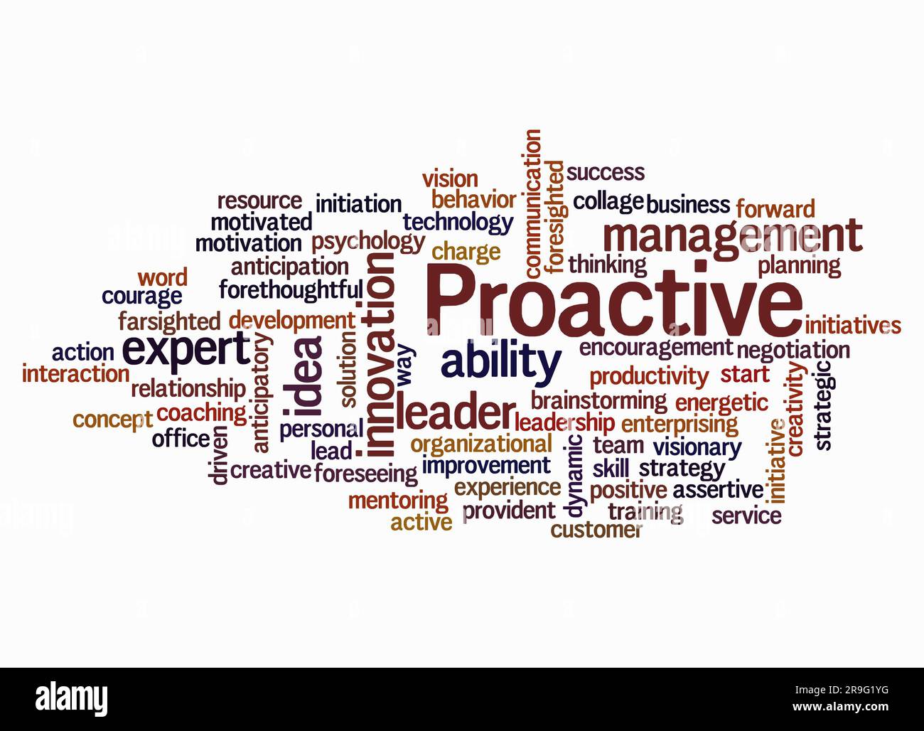 Word Cloud with PROACTIVE concept create with text only Stock Photo - Alamy