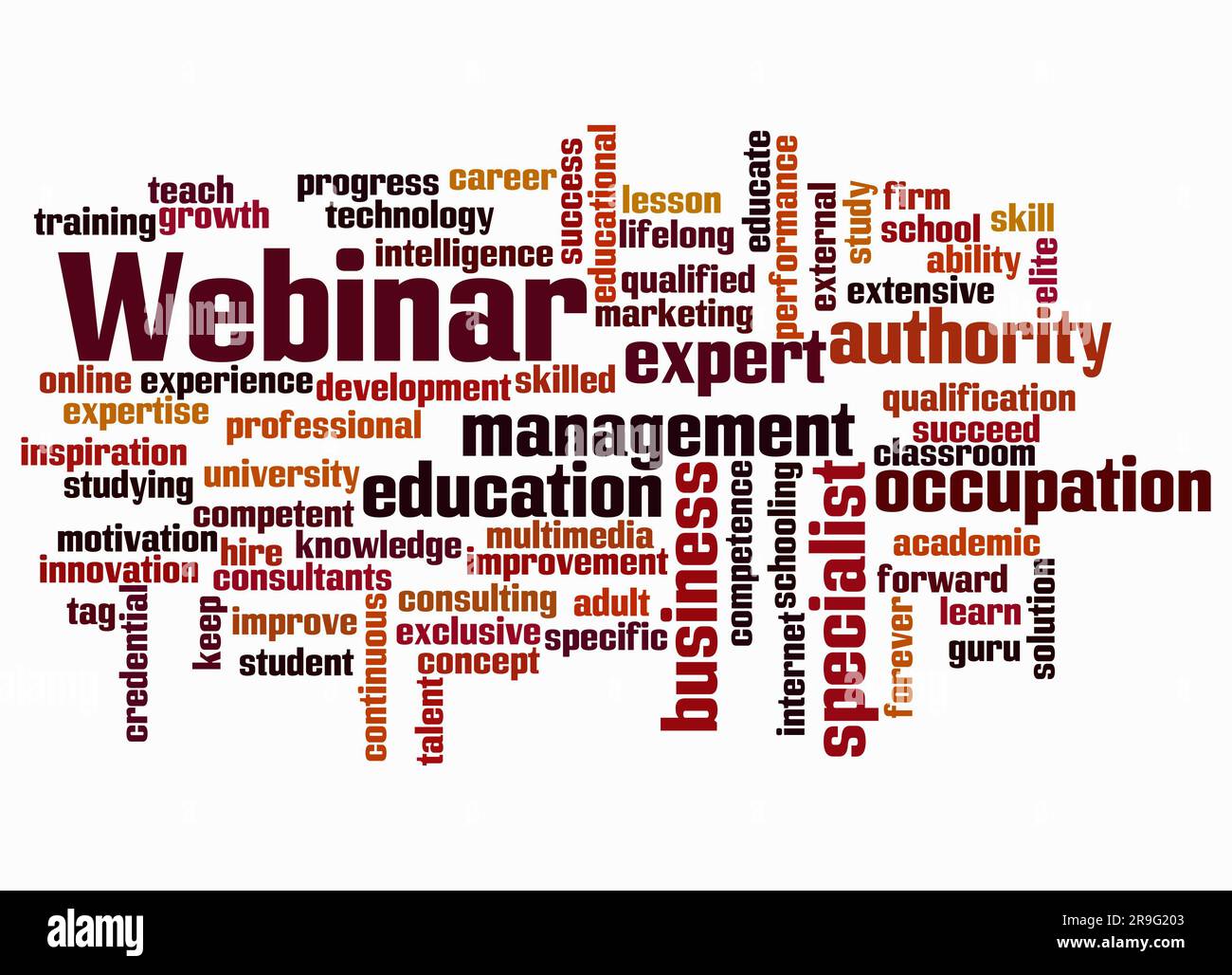Word Cloud with WEBINAR concept create with text only Stock Photo - Alamy