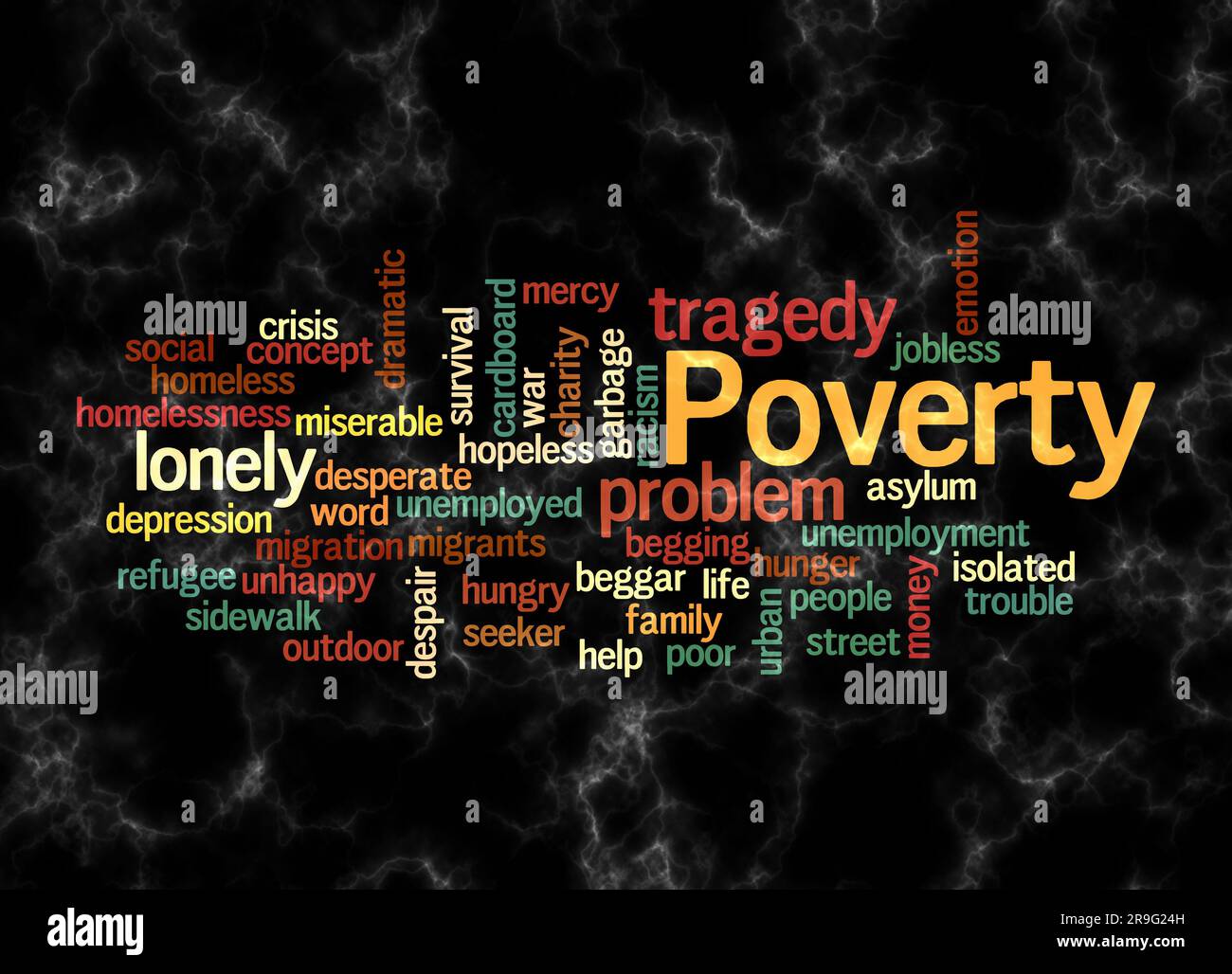 Word Cloud with POVERTY concept create with text only Stock Photo - Alamy