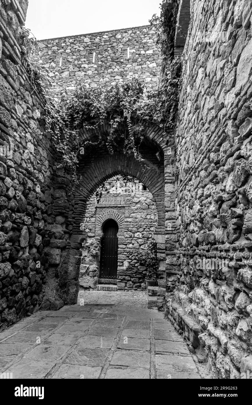 Alcazaba, a palatial fortification in Malaga, Spain. It was built by ...