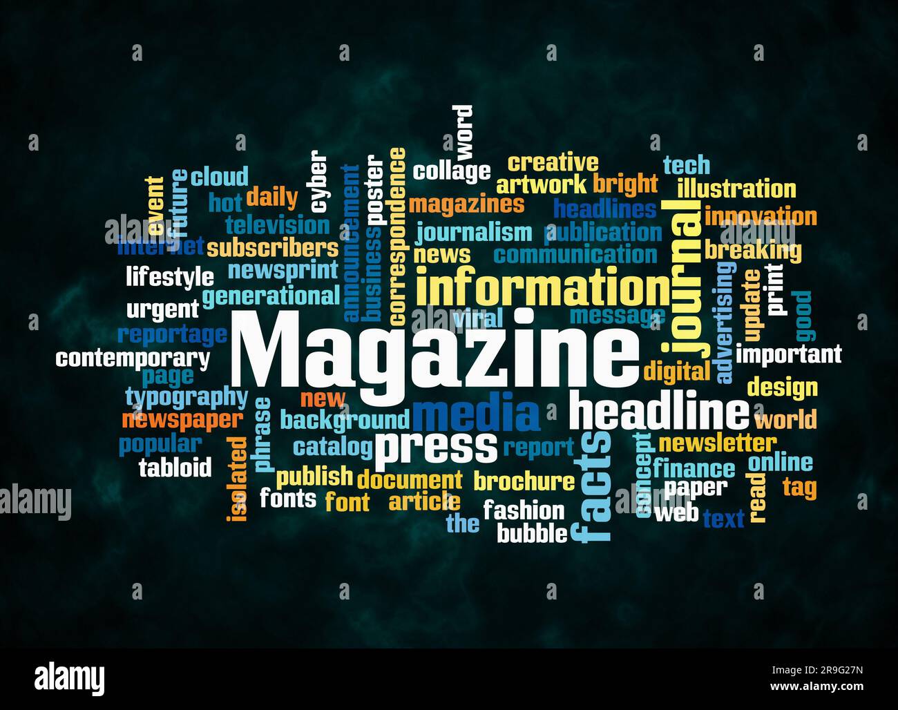 Word Cloud with MAGAZINE concept create with text only Stock Photo - Alamy