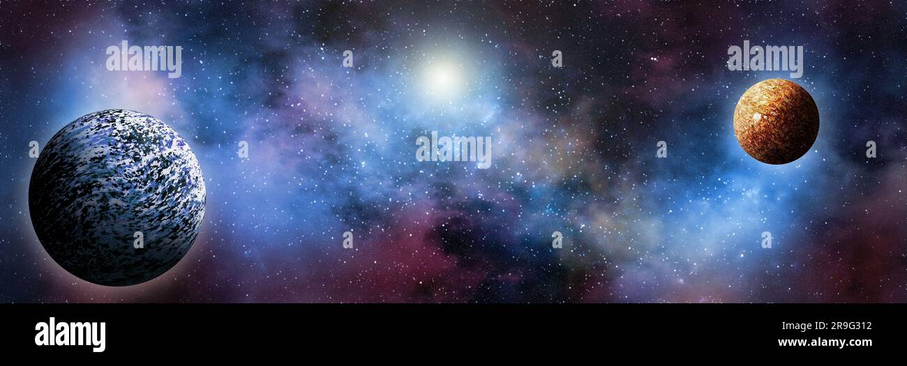 Unknown planet from outer space. Space nebula. Cosmic cluster of stars ...