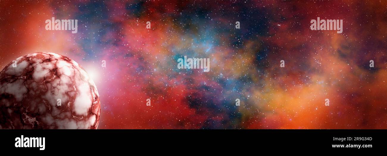 Unknown planet from outer space. Space nebula. Cosmic cluster of stars ...