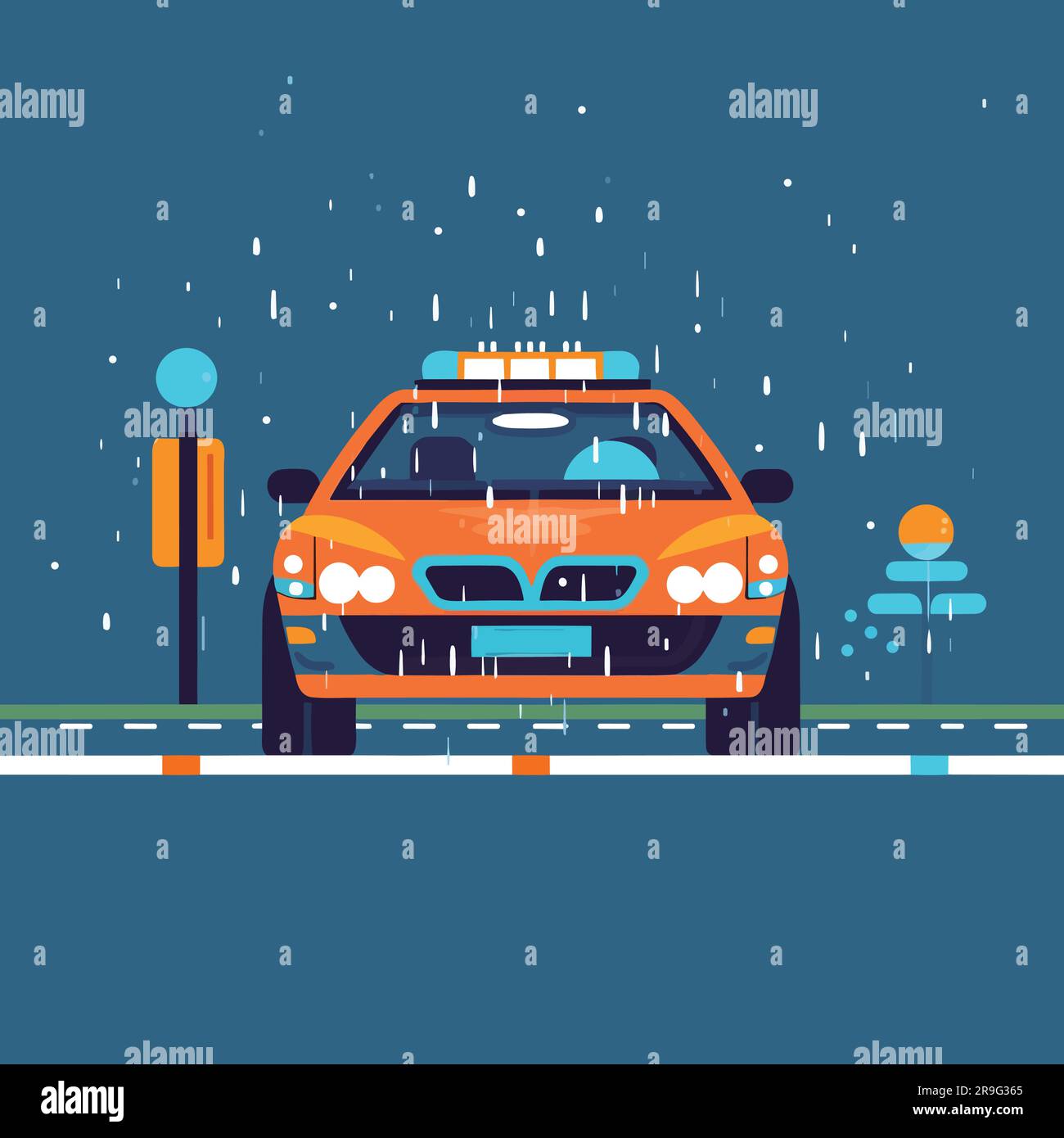 Rain police car Stock Vector Images - Alamy