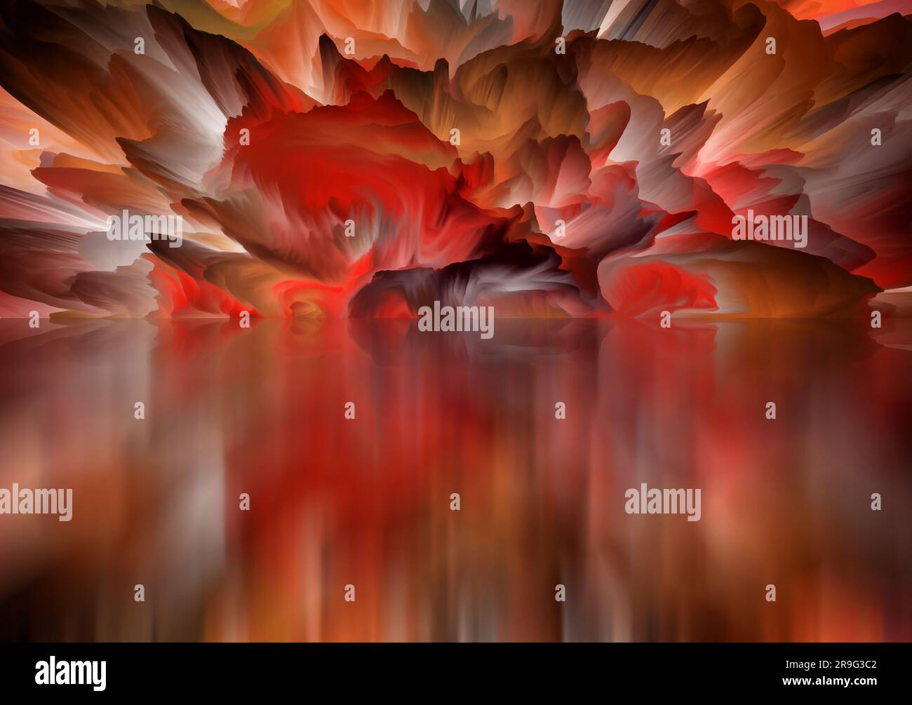 Magical world. Abstract Landscape, surreal lake and reflections. art ...