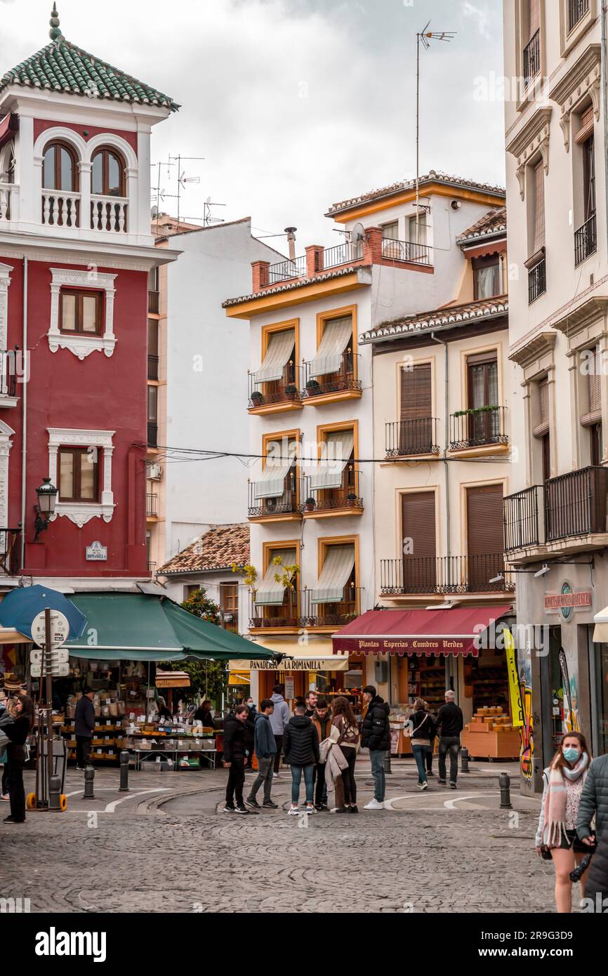 Granada, Spain - February 26, 2022: Generic architecture and street ...