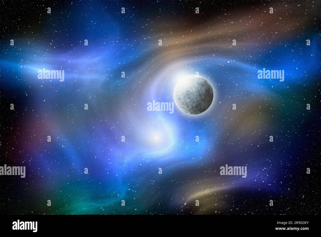 Unknown planet from outer space. Space nebula. Cosmic cluster of stars ...