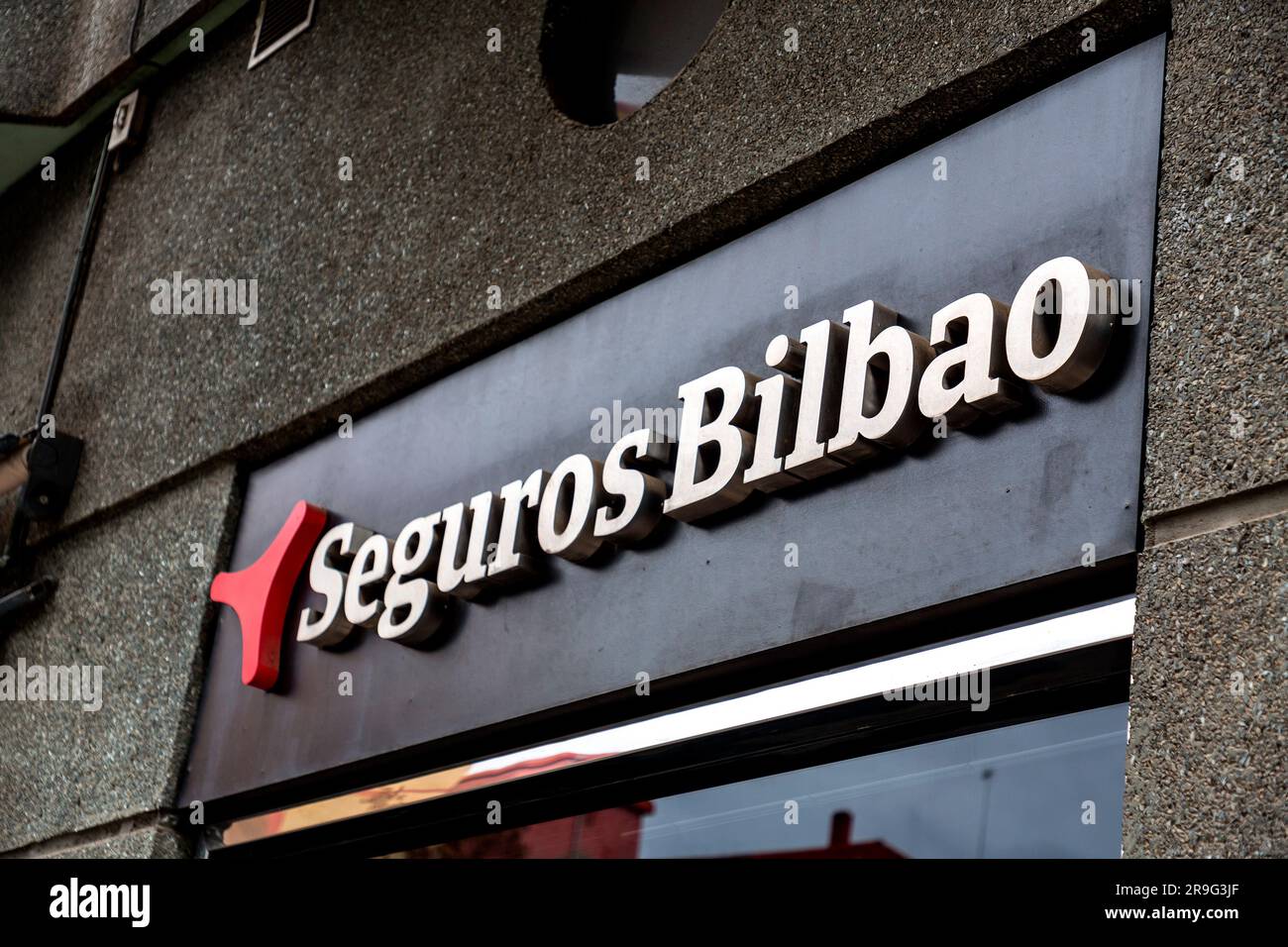 Granada, Spain - February 26, 2022: Sign of Seguros Bilbao, a Spanish ...