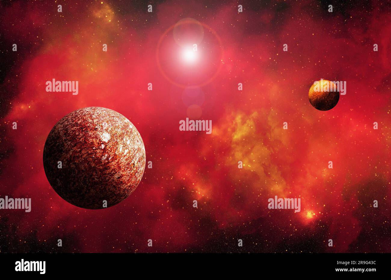 Unknown planet from outer space. Space nebula. Cosmic cluster of stars ...