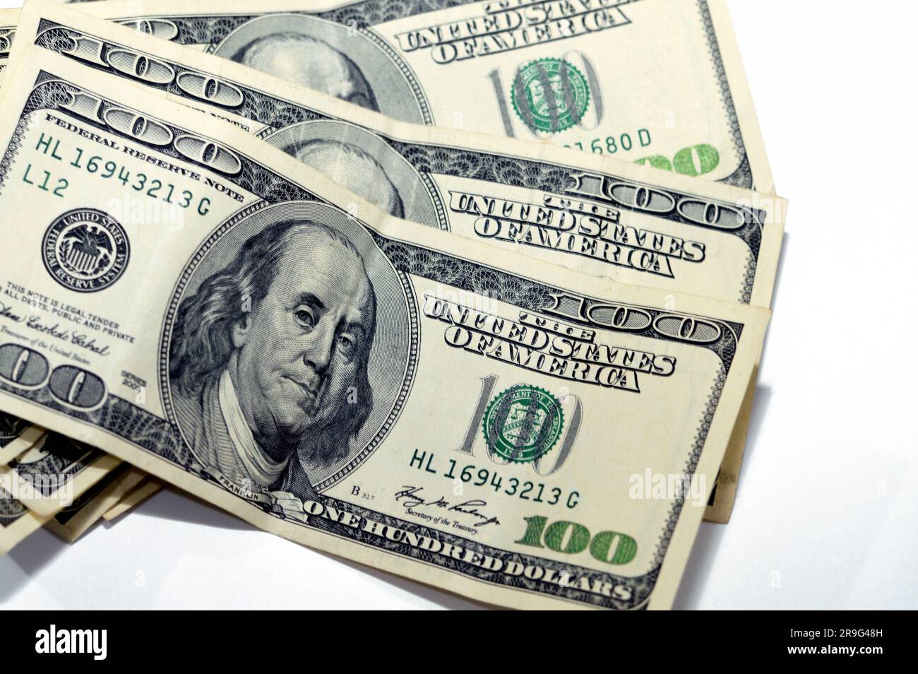 pile of 100 one hundred dollar banknote currency cash money old series ...