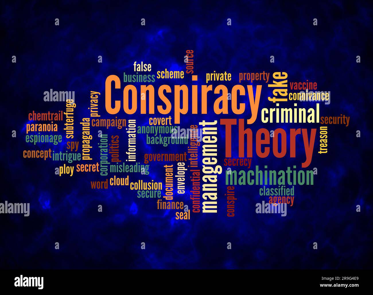Word Cloud with CONSPIRACY THEORY concept create with text only Stock ...