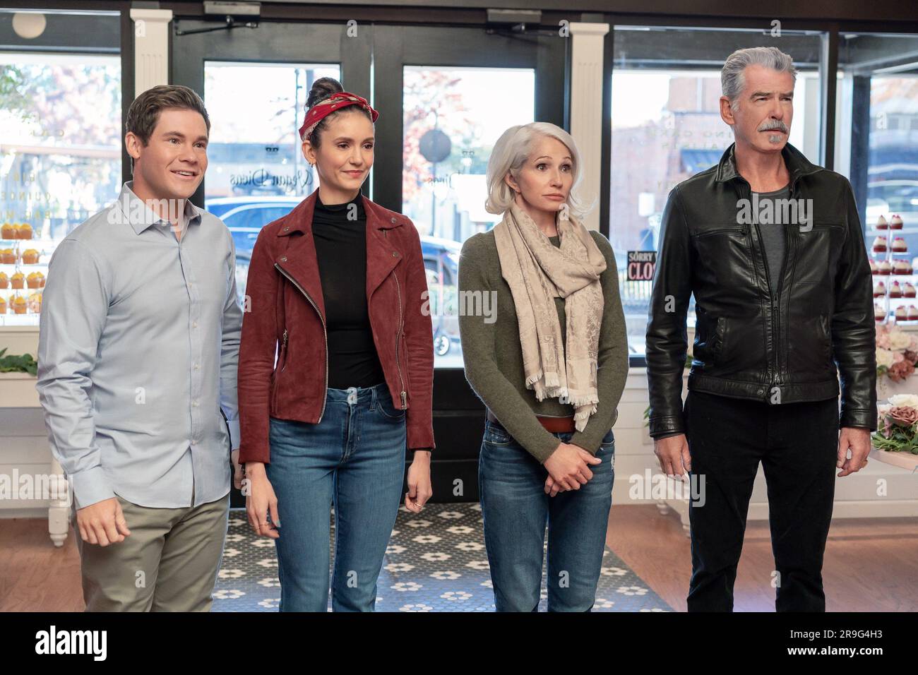 THE OUT-LAWS, from left: Adam Devine, Nina Dobrev, Ellen Barkin, Pierce ...