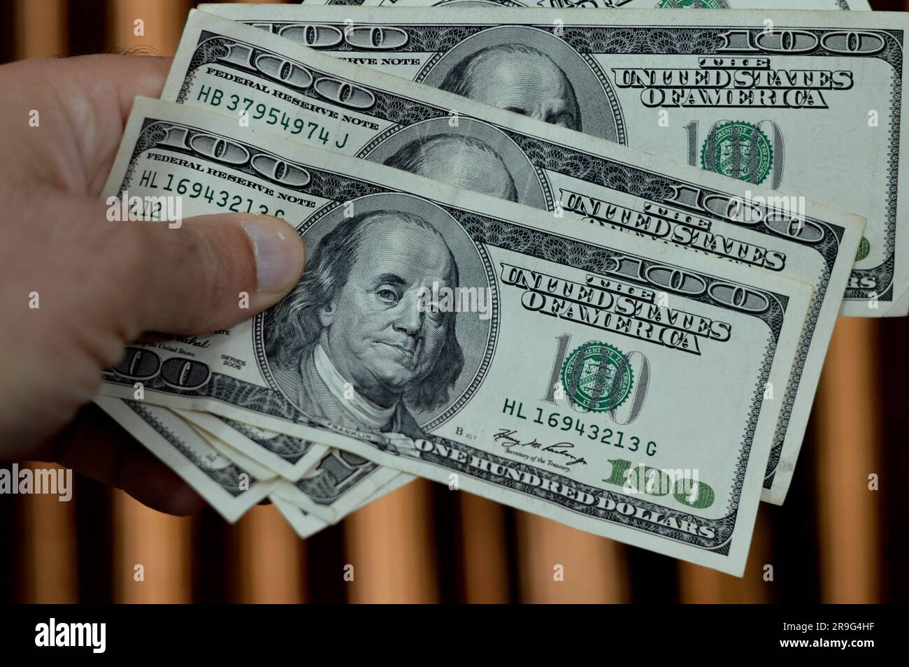 pile of 100 one hundred dollar banknote currency cash money old series ...