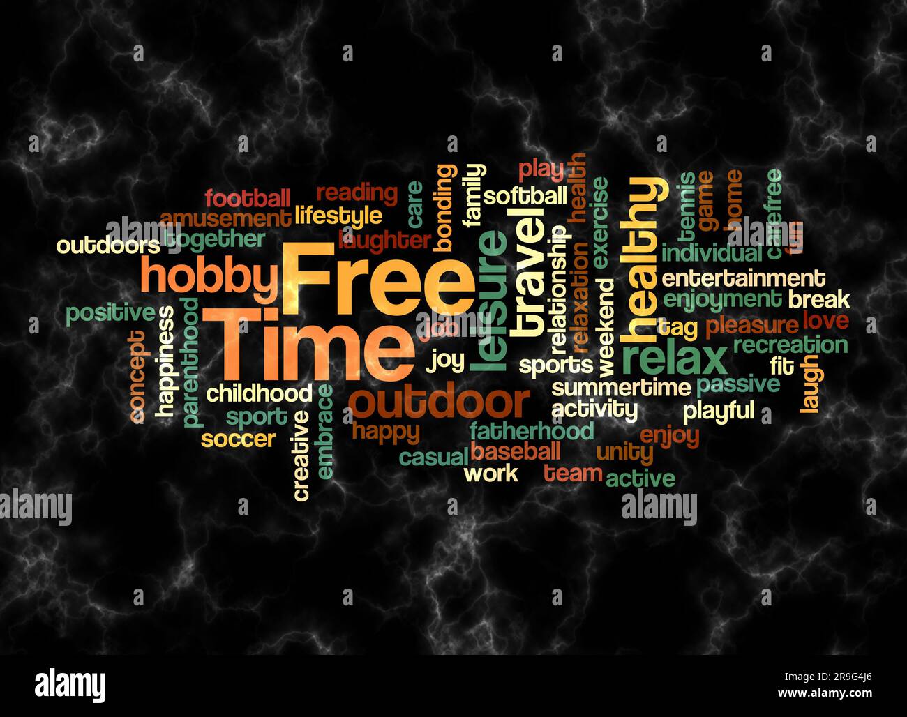 Word Cloud with FREE TIME concept create with text only Stock Photo - Alamy