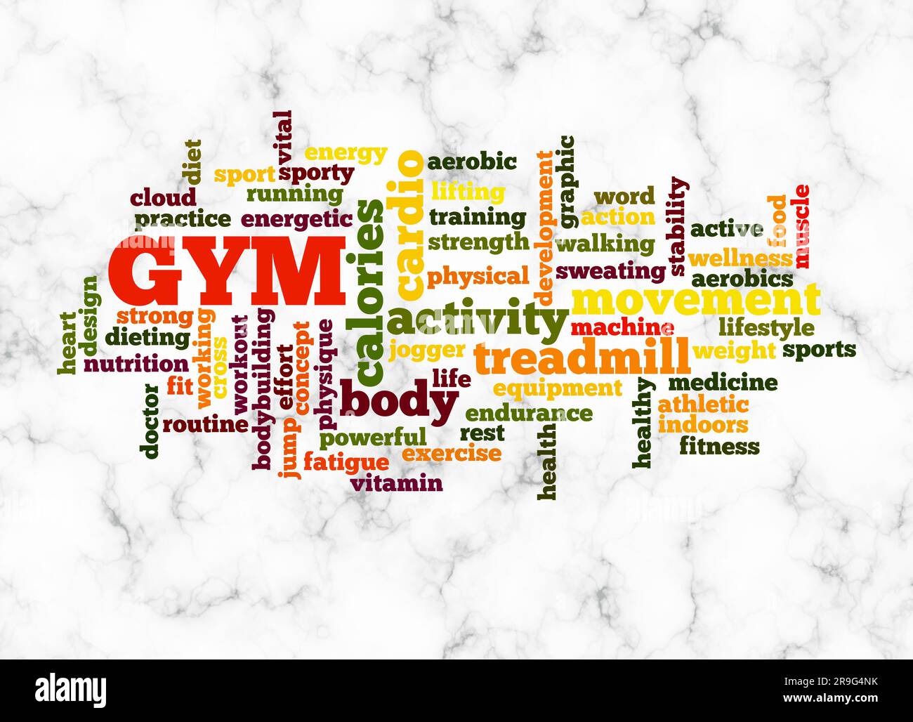 Word Cloud with GYM concept create with text only Stock Photo - Alamy