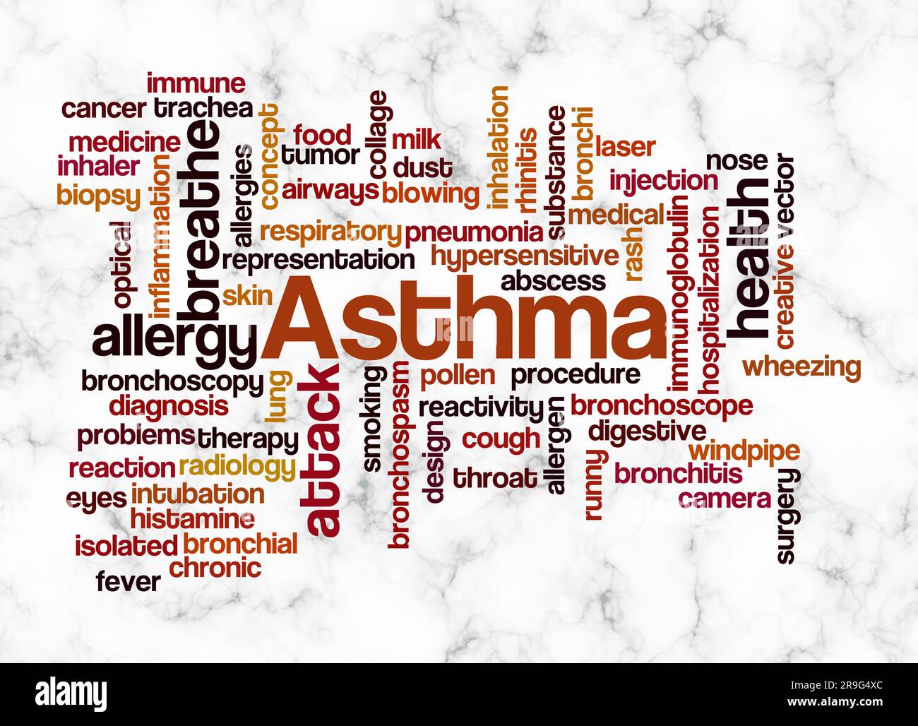Word Cloud with ASTHMA concept create with text only Stock Photo - Alamy