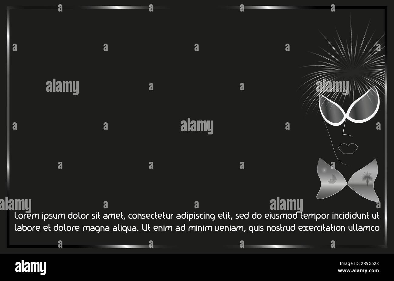 Black and white futuristic billboard with human face. Flyer, card ...