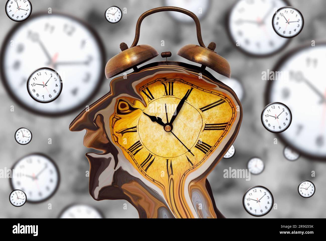 Fantasy Clock Face Man, Surreal concept image. 3d rendering Stock Photo ...