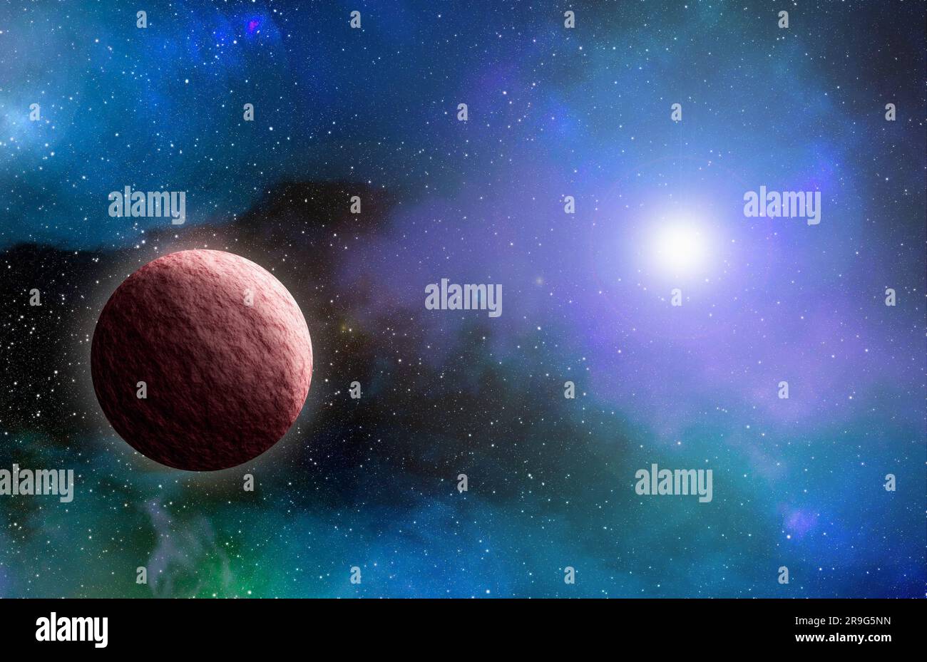 Unknown planet from outer space. Space nebula. Cosmic cluster of stars ...