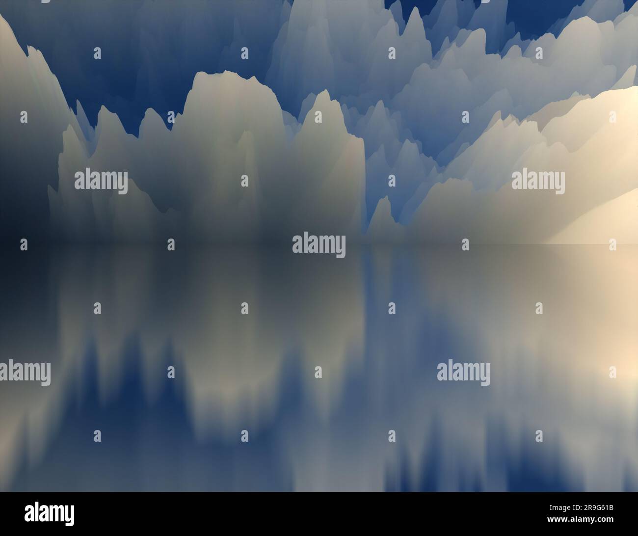 Magical world. Abstract Landscape, surreal lake and reflections. art ...