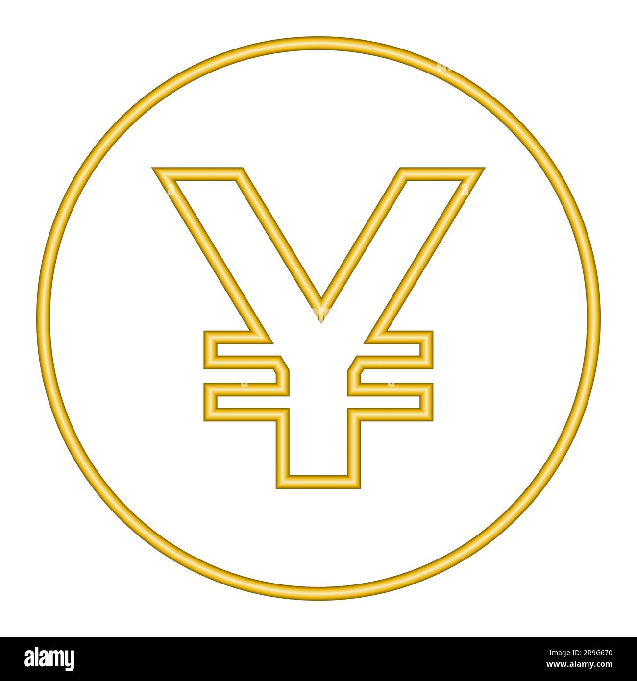 3D gold yen, yuan symbol Golden coin icon Money design Currency sign in gold circle Vector ...