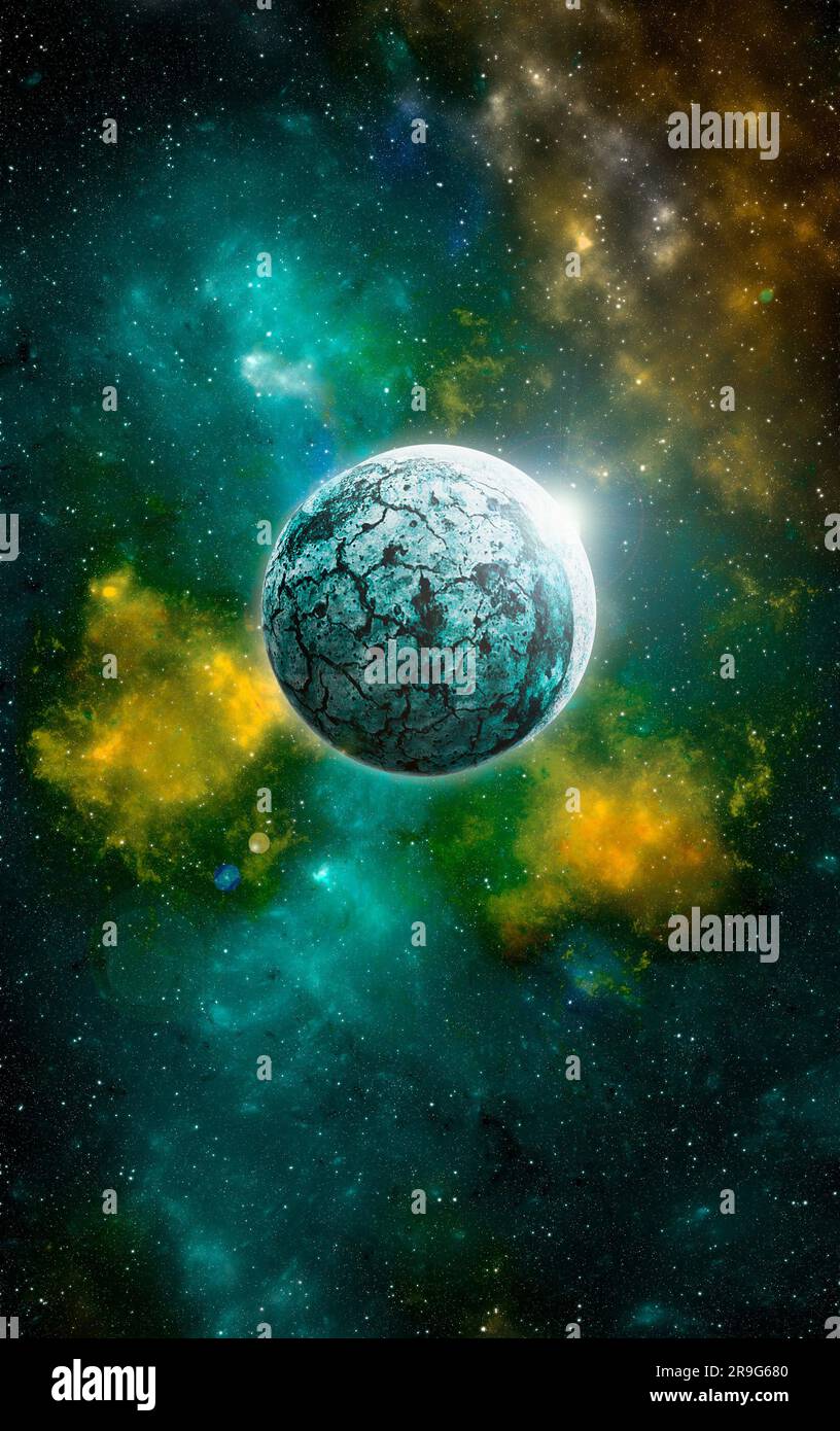 Unknown planet from outer space. Space nebula. Cosmic cluster of stars ...