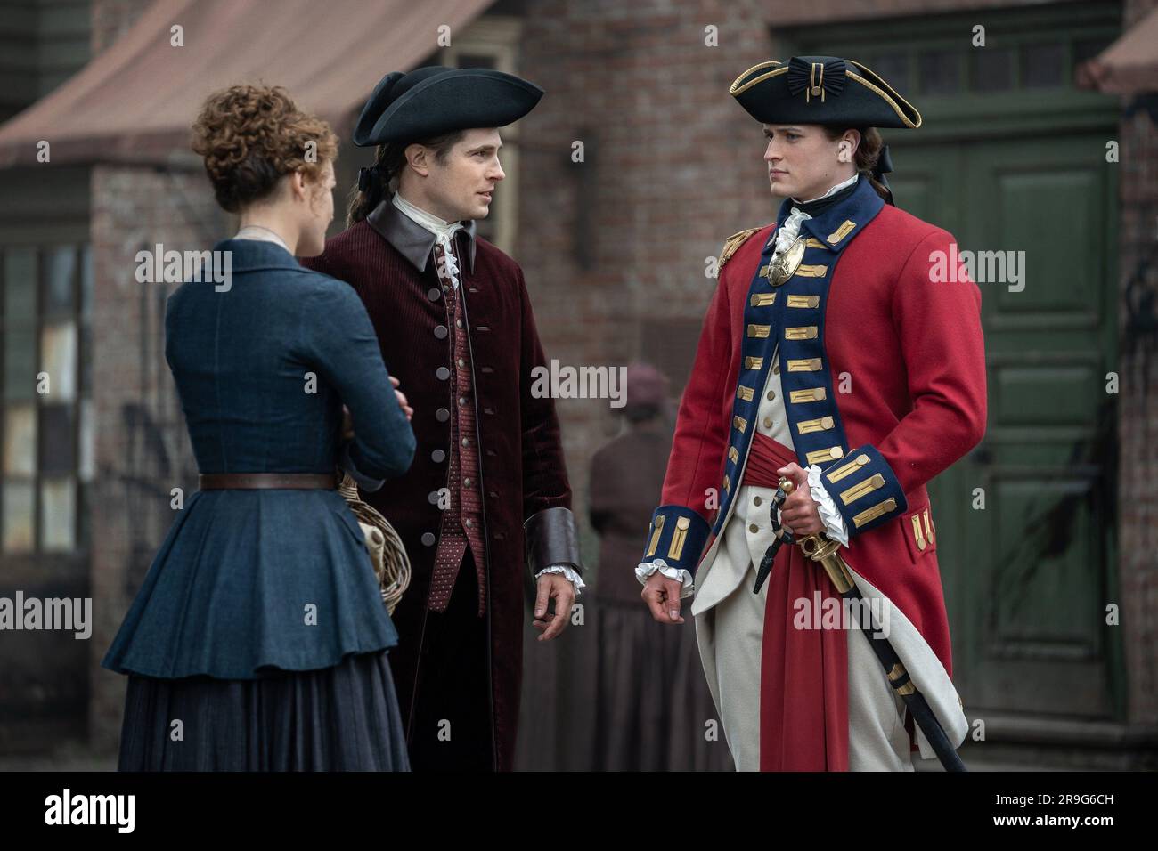 OUTLANDER, from left: Sophie Skelton, David Berry, Charles Vandervaart ...