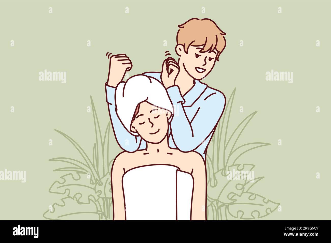 Giving shoulder massage Stock Vector Images - Alamy