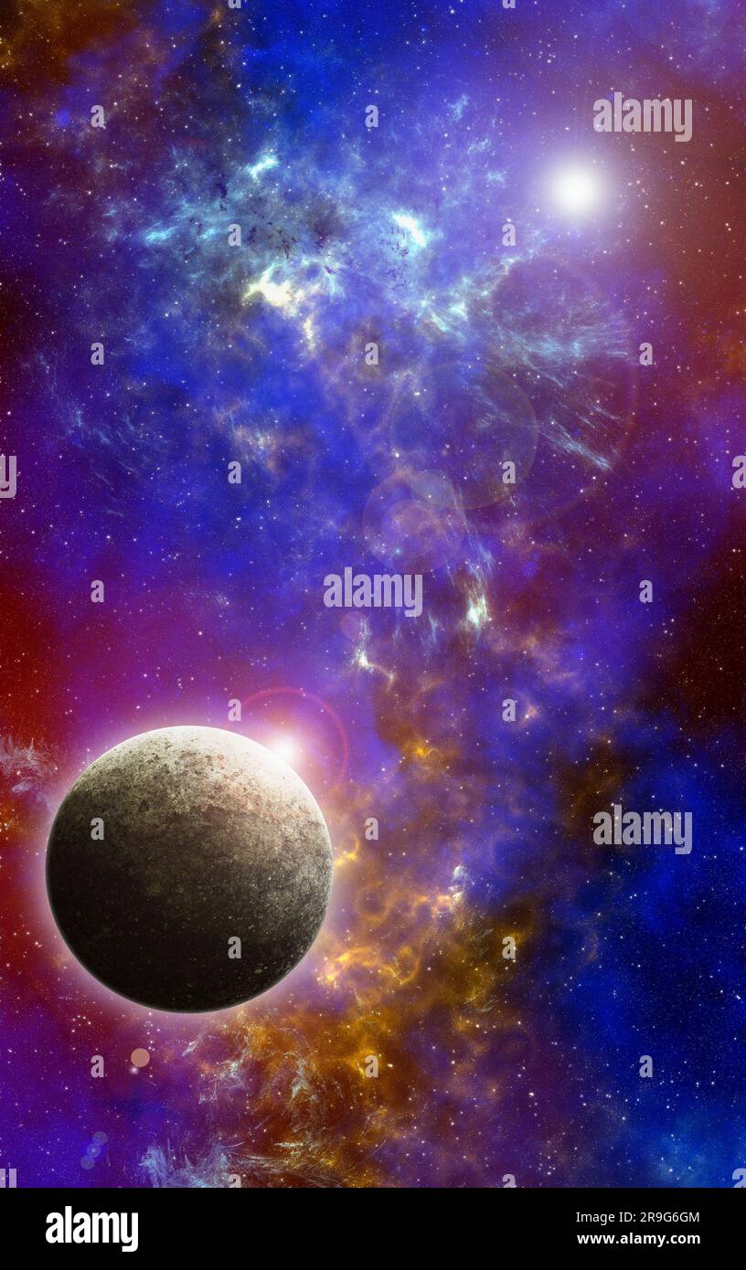 Unknown planet from outer space. Space nebula. Cosmic cluster of stars ...