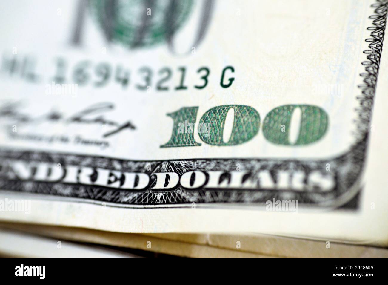 closeup 100 one hundred dollar banknote currency cash money old series ...