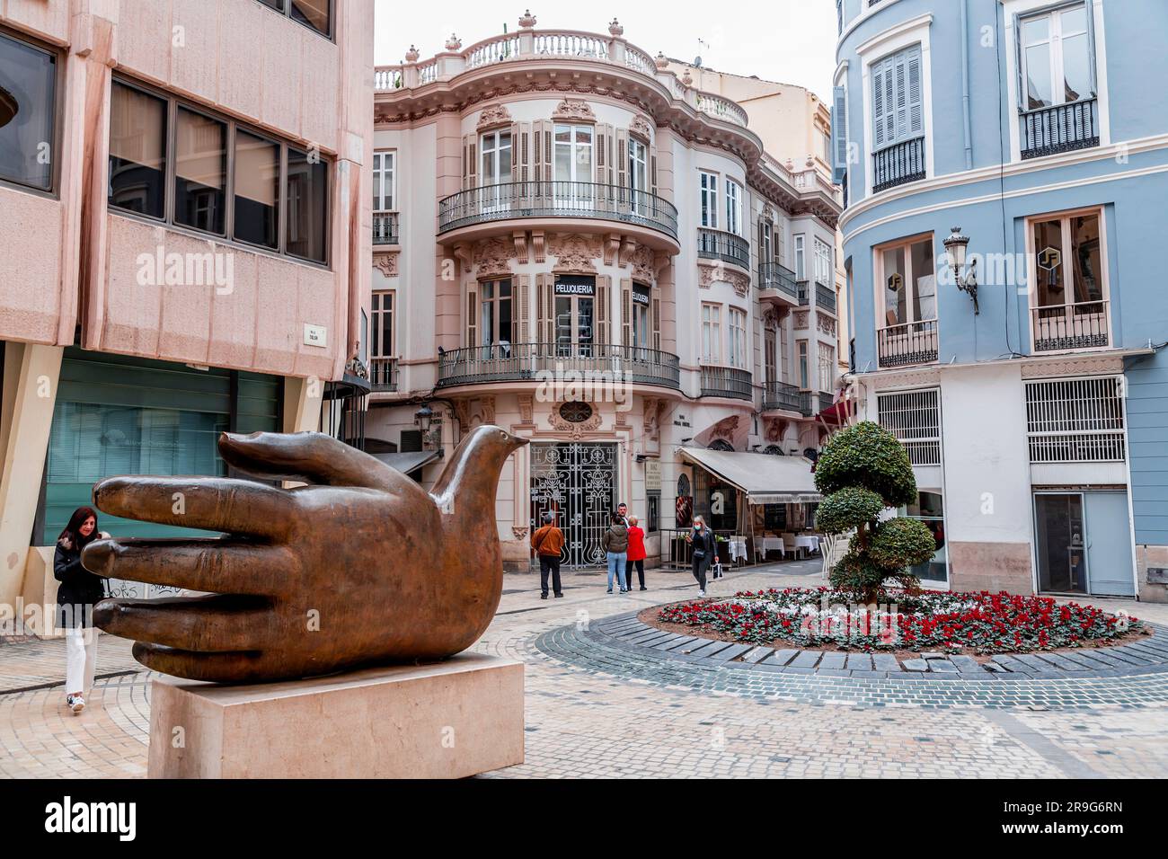 Malaga, Spain - FEB 27, 2022: Chiromantic Bird statue by Jose Sequiri ...