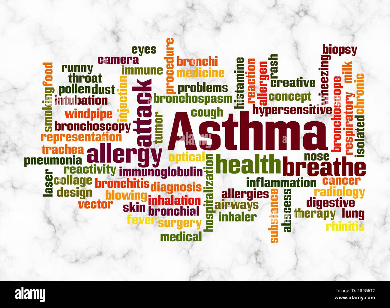 Word Cloud with ASTHMA concept create with text only Stock Photo - Alamy