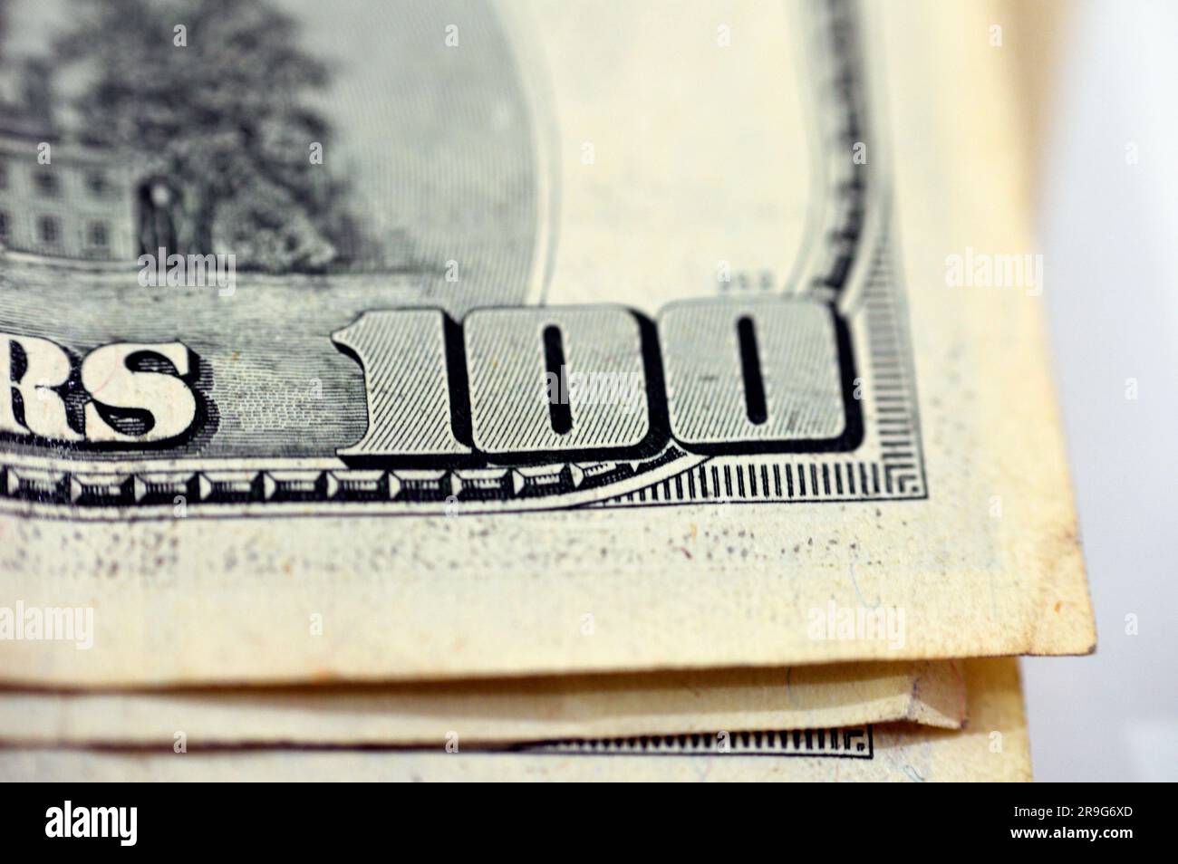 closeup 100 one hundred dollar banknote currency cash money old series ...